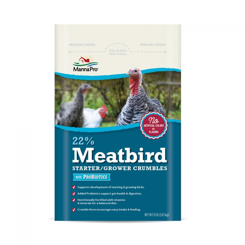 Manna Pro Adult Poultry Care 22% Meatbird Starter/Grower Crumbles with ...